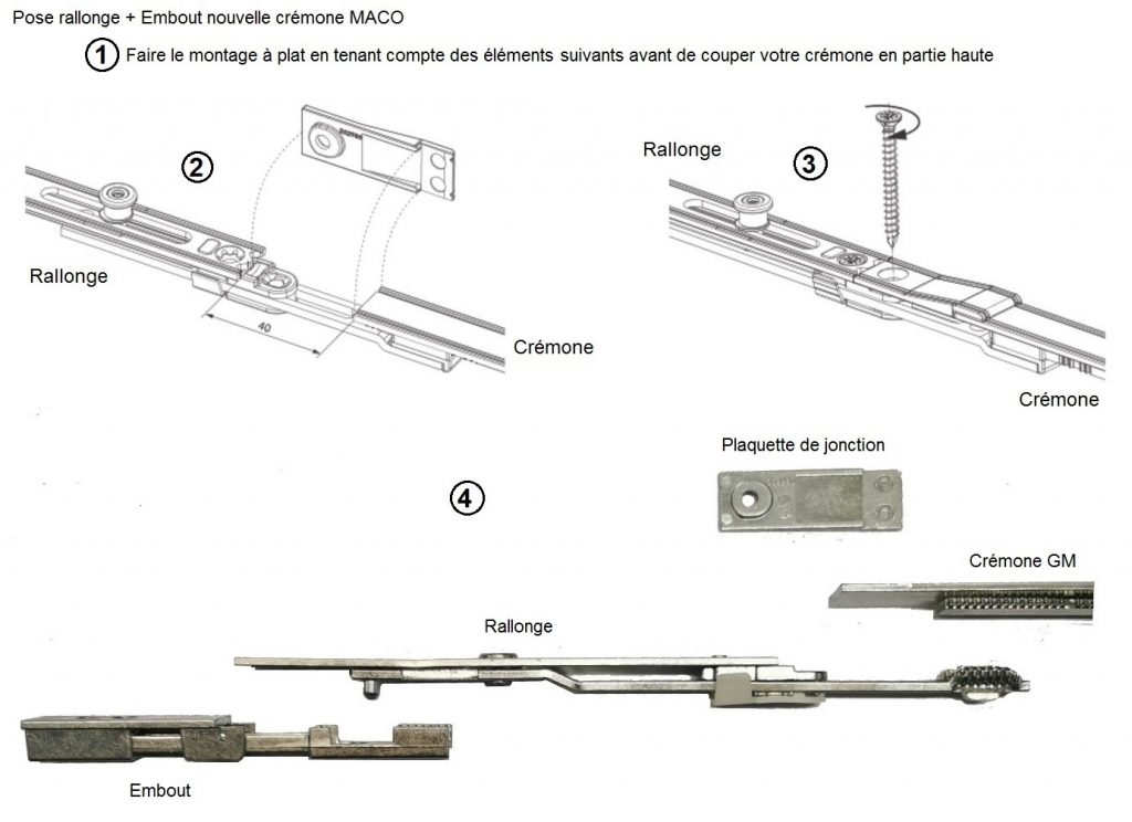 Crémone MACO GM1050 - 2 galets pour porte fenêtre - Serrures & Clés