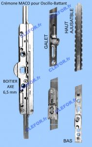 Crémone MACO Gr ferrure pour oscillo battant axe 6,5 - Serrures & Clés