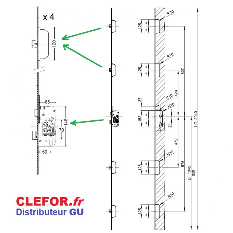 Crémone GU 5 points SECURY MR4 - Serrures & Clés