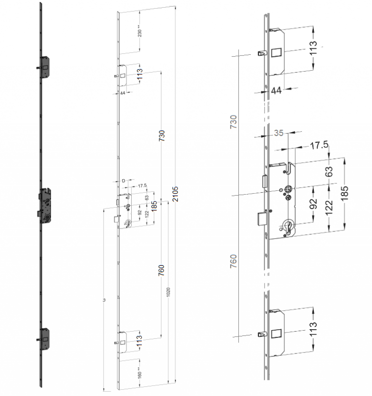 SERRURE WINKHAUS AXE 35/92 PENES PISTONS HAUT & BAS - Serrures & Clés